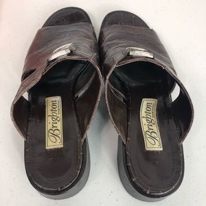 Brighton | Shoes | Brighton Made In Italy Slip On Sandals Brown 75 ...